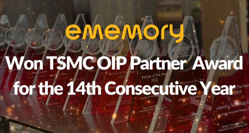 eMemory Won TSMC OIP Partner of the Year Award for the 14th Consecutive Year